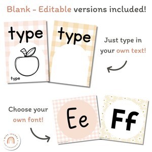 Alphabet Posters | Daisy Gingham Neutrals Classroom Decor | Editable - Etsy