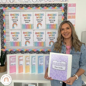 Cutesy Classroom Decor Bundle, Bright Rainbow Composition Notebook ...