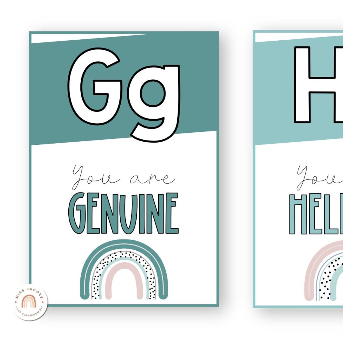 Affirmation Alphabet Poster Modern Rainbow, Calming Classroom Decor ...