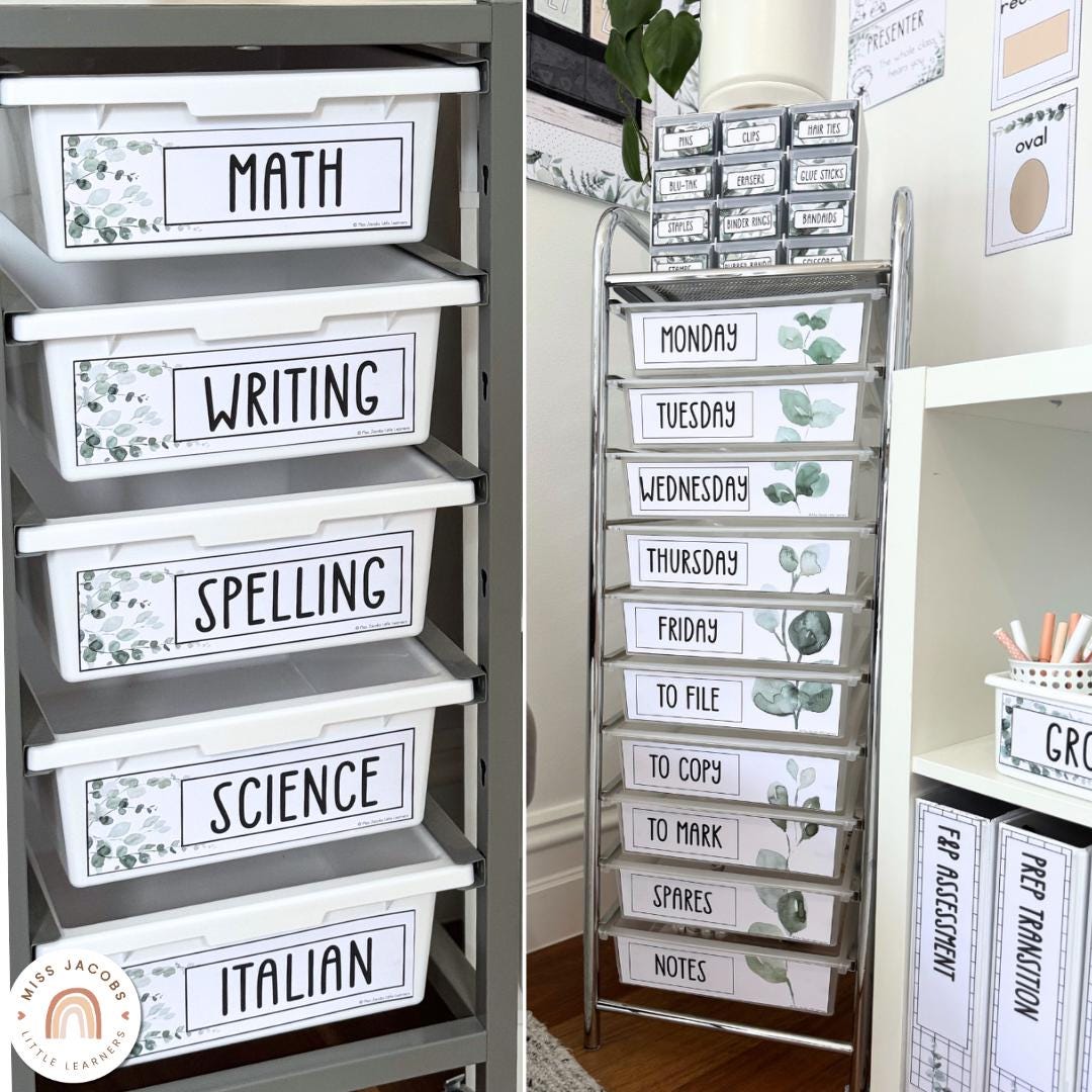 MODERN BOTANICAL Classroom Decor Bundle, Eucalyptus & Botanical Prints ...