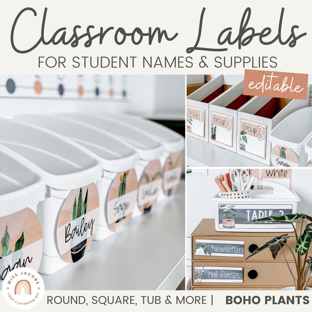 Modern Boho Plants Classroom Supply and Student Name Labels - Etsy