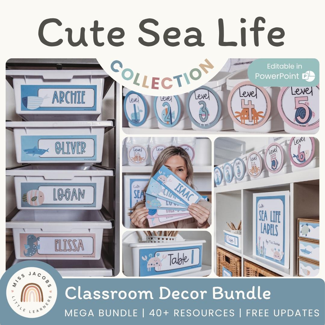 Cute Sea Life Classroom Decor Bundle | Under the Sea Theme | Editable ...