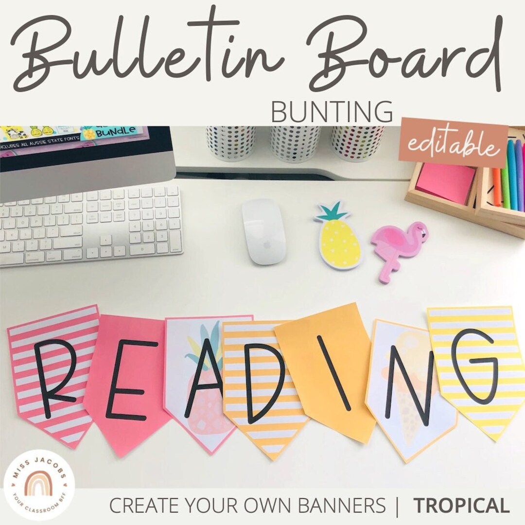 TROPICAL Bunting & Bulletin Board Banners | Tropical Classroom Decor - Etsy