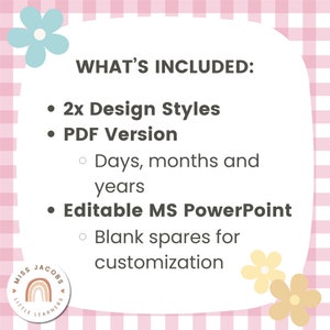 Flip Calendar | Interactive Date Display | Daisy Gingham Pastels ...