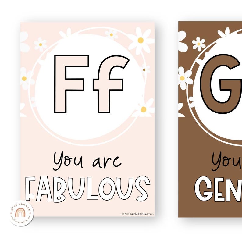Affirmation Alphabet Posters, Daisy Gingham Prints Classroom Wall Decor ...