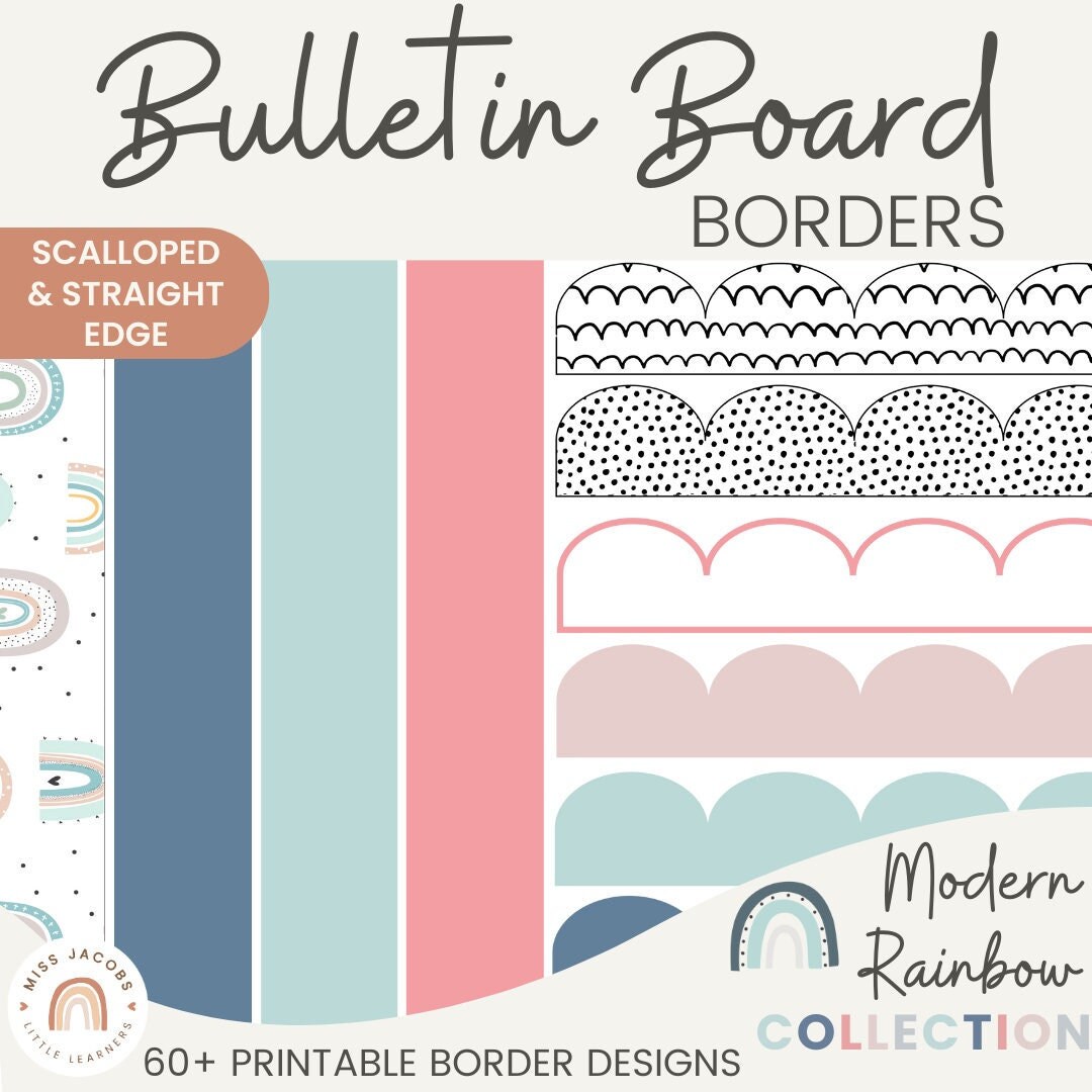 Bulletin Board Borders | Modern Rainbow Classroom Decor | Printable ...