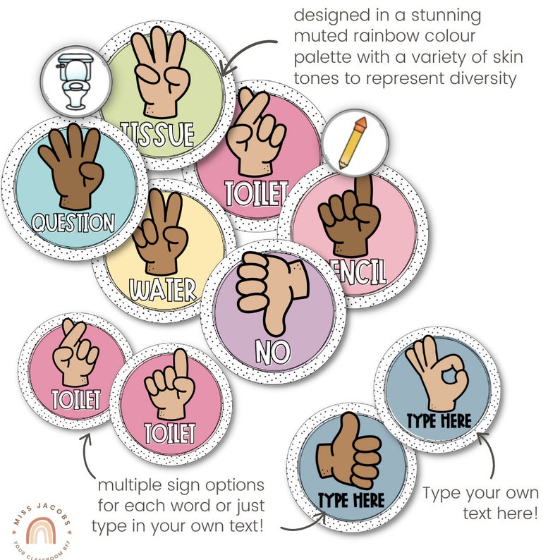 Hand Signals Posters SPOTTY PASTELS Classroom Decor - Etsy