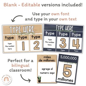 Place Value Display Posters | Rustic BOHO PLANTS Decor - Etsy