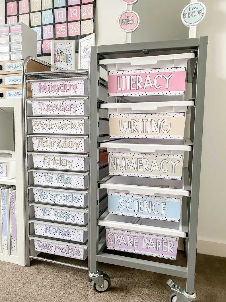 Teacher Trolley Labels 10 Drawer Cart Labels SPOTTY - Etsy
