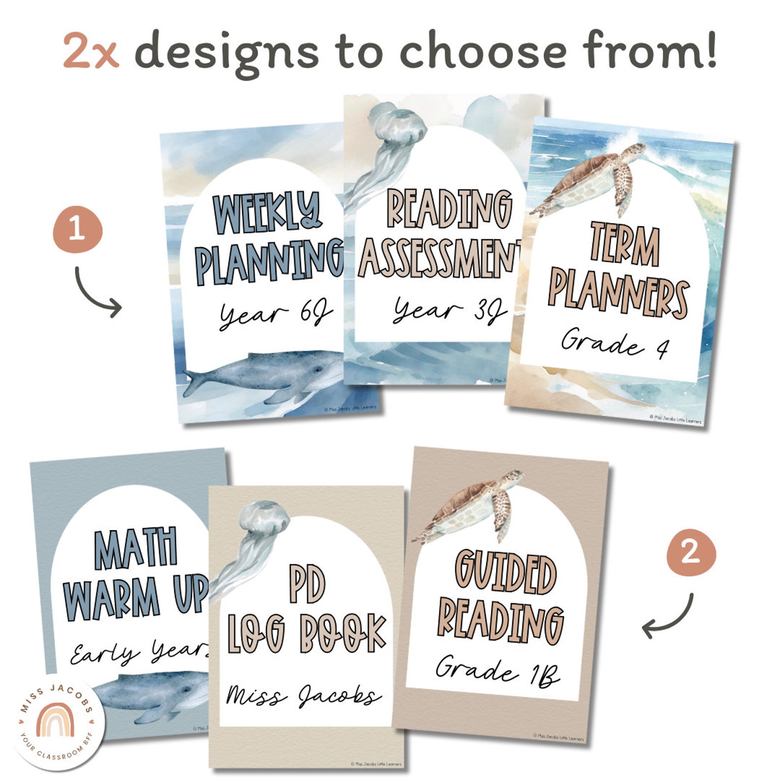 Binder Covers and Spines: Modern Ocean Classroom Folder Covers ...