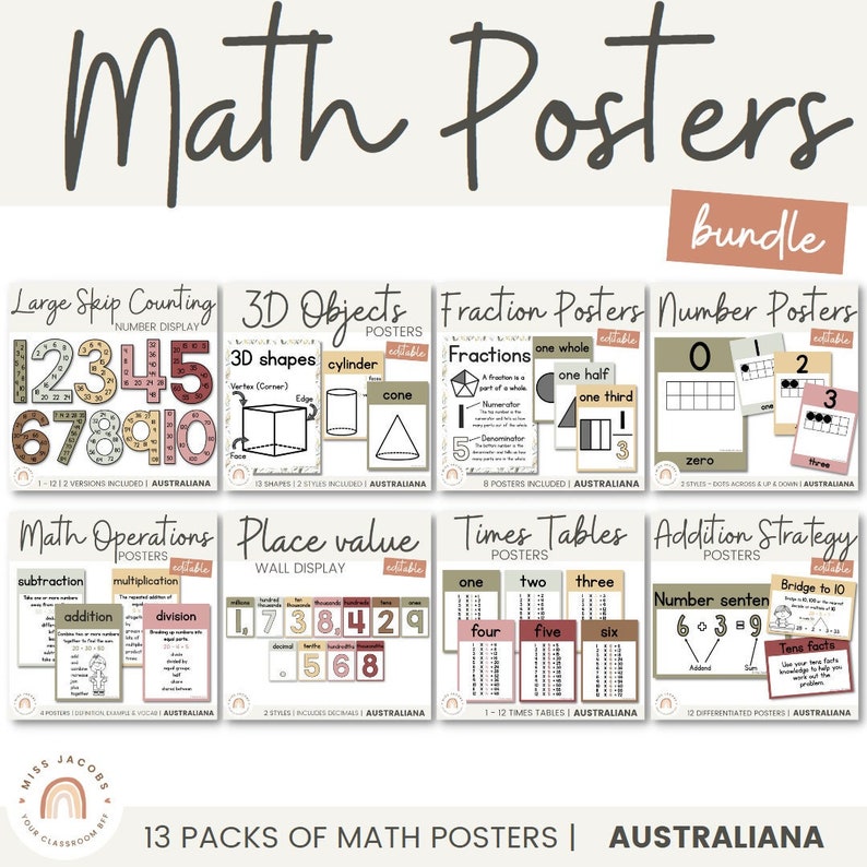 Math Posters Bundle AUSTRALIANA Australian Flora and Fauna - Etsy