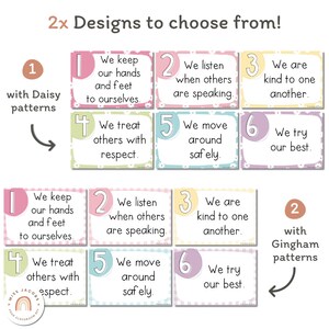 Classroom Rules Posters for Classroom Management Daisy Gingham Pastel ...