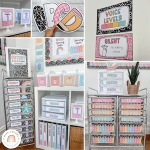 Cutesy Classroom Decor Bundle, Bright Rainbow Composition Notebook ...