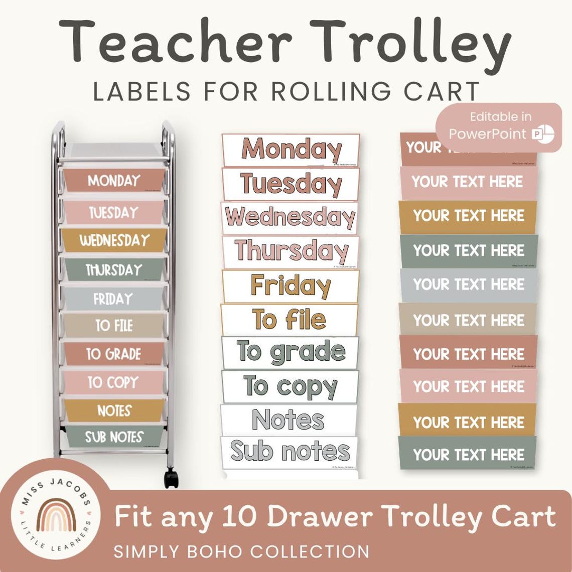 Teacher Trolley Labels | SIMPLE BOHO | Editable - Etsy