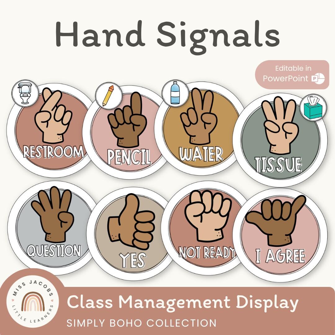 Hand Signal Posters | SIMPLE BOHO | Editable - Etsy