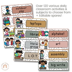 Visual Timetable and Daily Schedule | Spotty Boho Classroom Decor ...