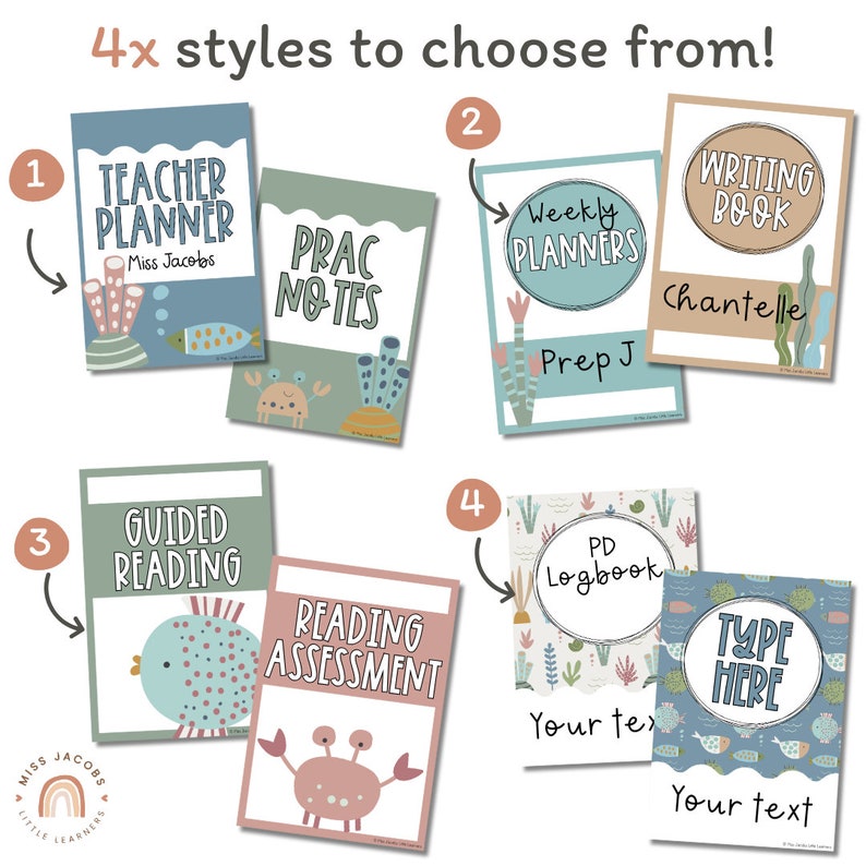 Binder Covers and Spines: Cute Sea Life Classroom Folder Covers ...