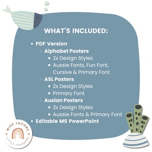 Alphabet Posters Bundle With ASL & Auslan Alphabet Cute Sea Life ...