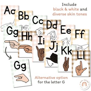 Alphabet Posters With ASL and Auslan Alphabet Daisy Gingham Editable ...