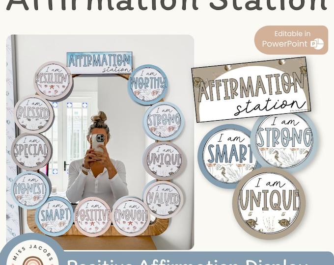Affirmation Station, Modern Ocean Theme, Positive Affirmation Cards ...