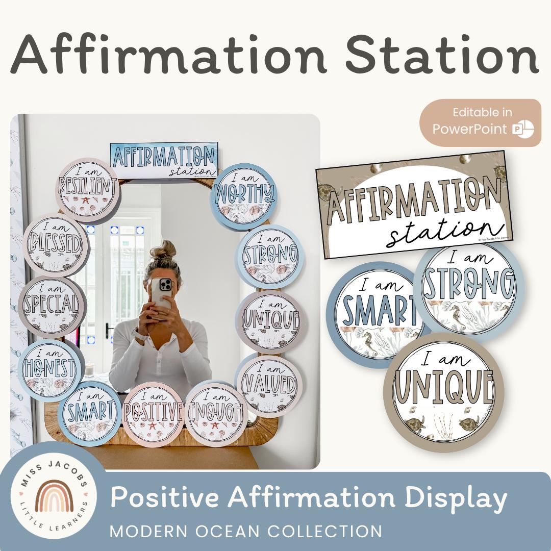 Affirmation Station, Modern Ocean Theme, Positive Affirmation Cards ...