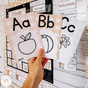 Alphabet Posters | Daisy Gingham Neutrals Classroom Decor | Editable - Etsy