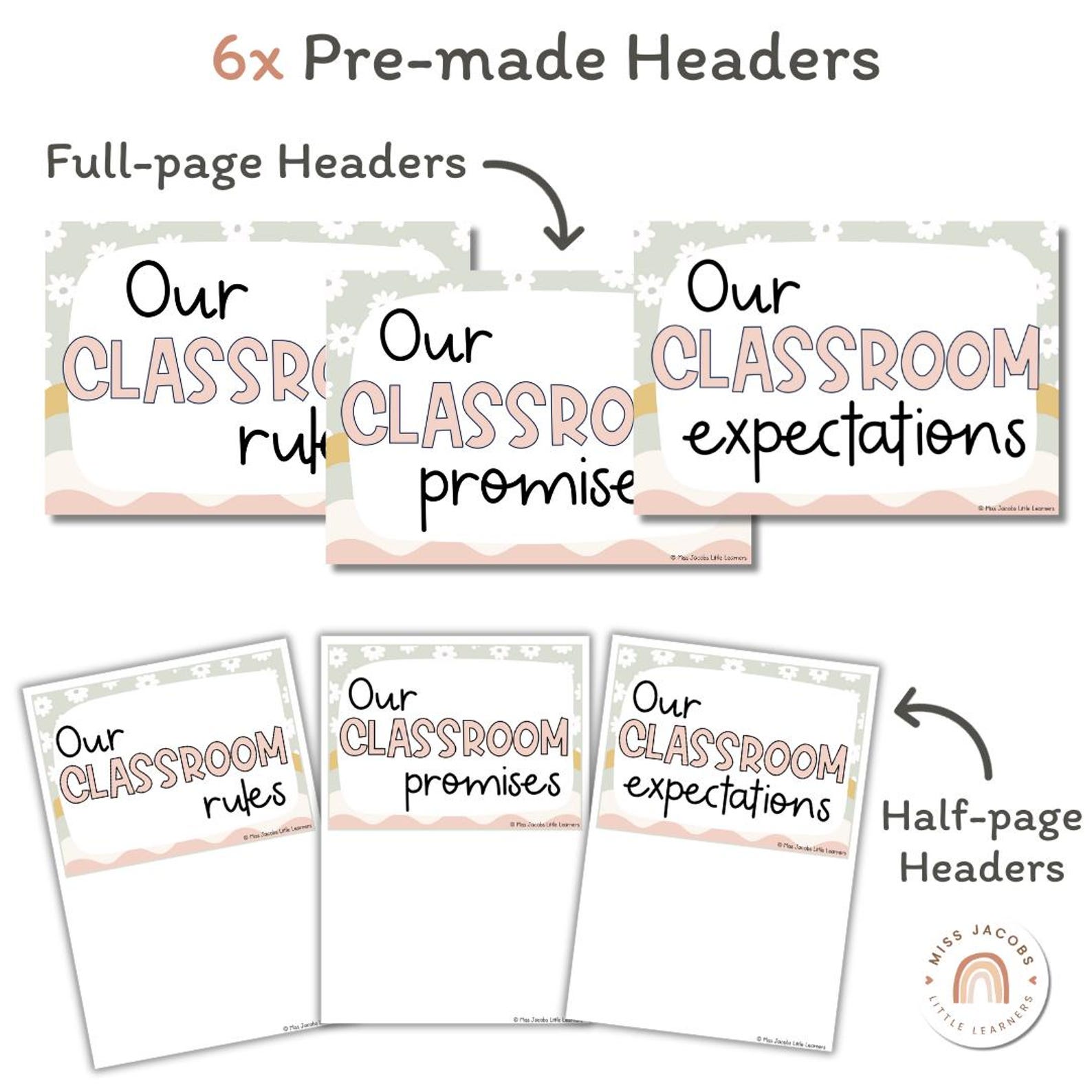 Classroom Rules Posters and Classroom Management Slips | Daisy Gingham ...