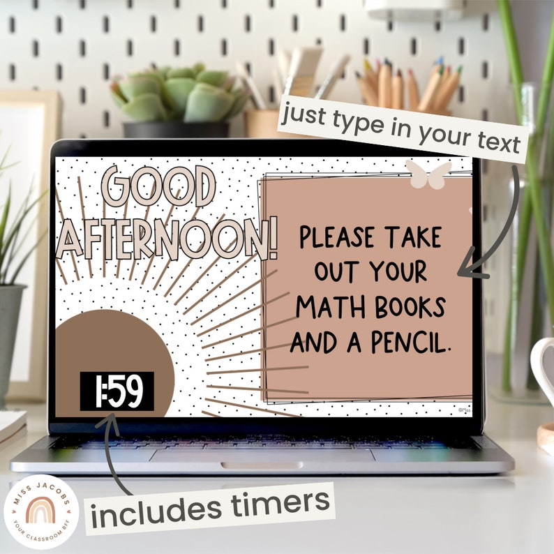 Spotty Neutrals Daily Slides With Timers, Editable Google Slides and ...