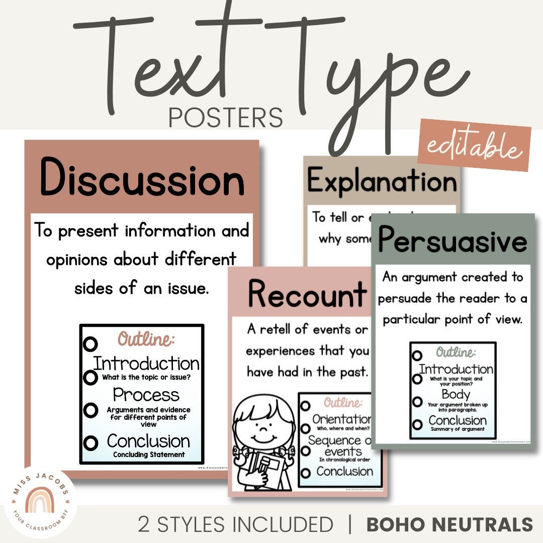 NEUTRAL Text Type Posters | Boho Color Palette | Neutral Classroom ...