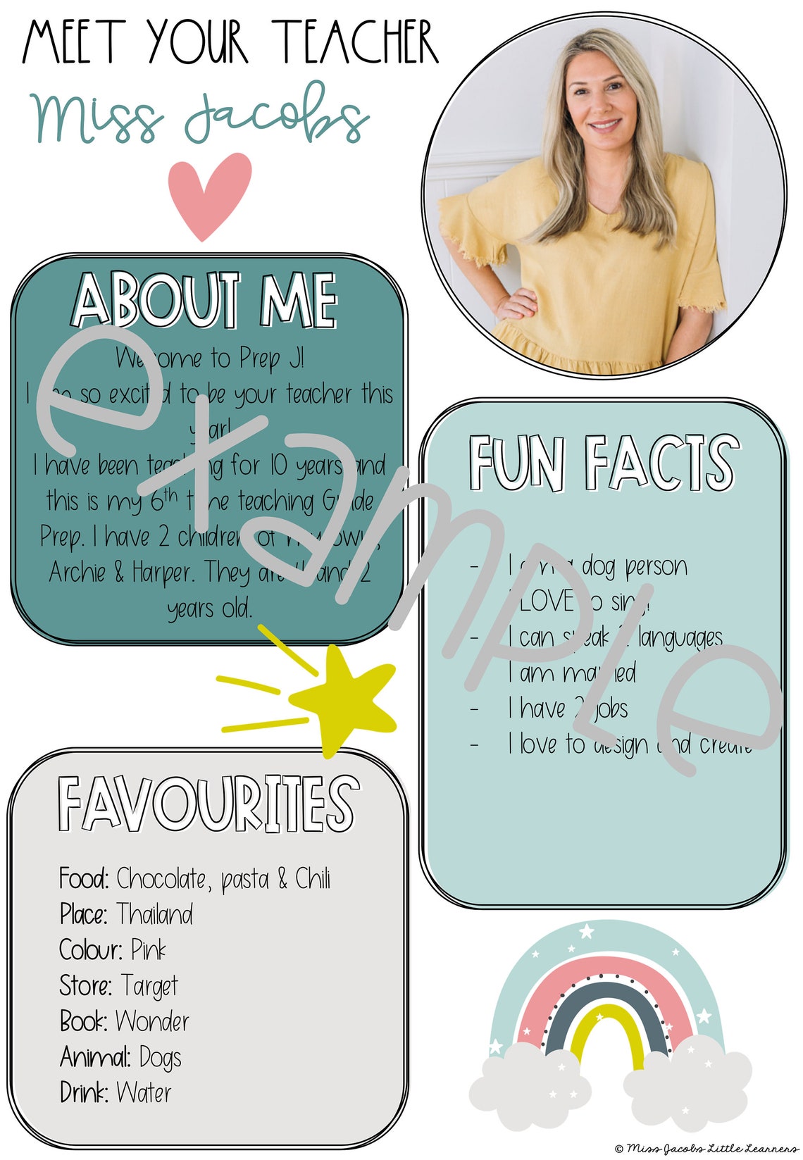 MODERN RAINBOW Meet the Teacher Editable Calm Colors - Etsy