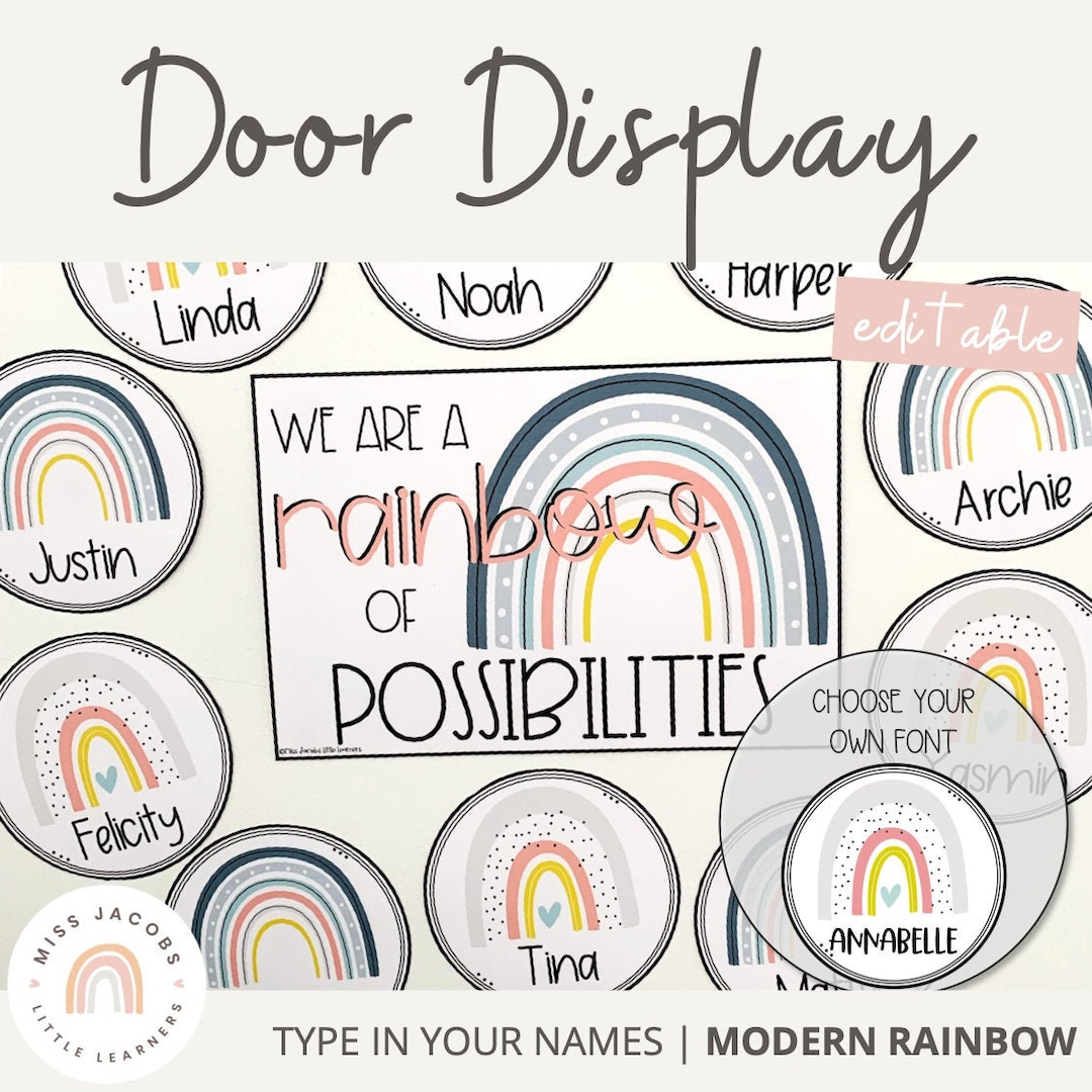 MODERN RAINBOW Door Display | Positive Affirmation Display | Editable ...
