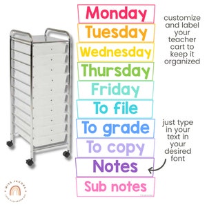 10 Drawer Cart Labels BRIGHTS Teacher Trolley Labels - Etsy
