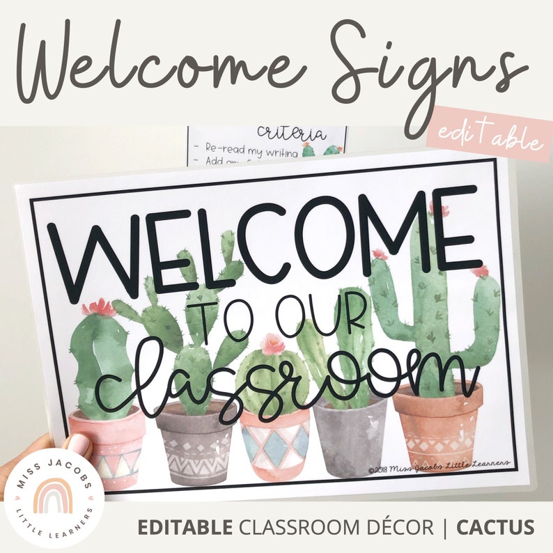 CACTUS Welcome Signs Cactus Classroom Decor | Etsy