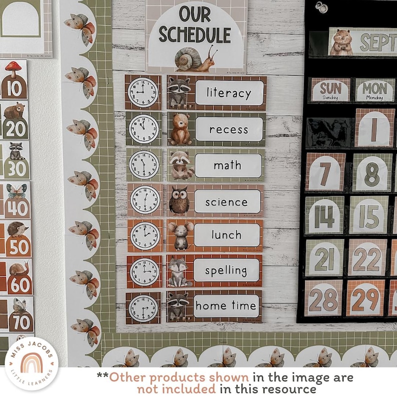 Woodland Visual Classroom Schedule, Editable Daily Timetable Cards ...