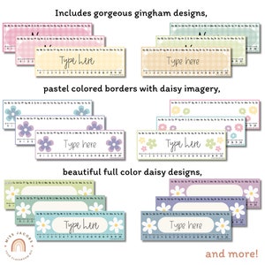Student Desk Plates & Supply Labels Daisy Gingham Pastels Classroom ...