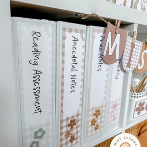 Binder Covers and Spines Daisy Gingham Neutrals Classroom Decor ...