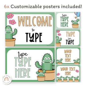 Succulent Cactus Door Display, Editable Welcome Sign and Name Tags ...