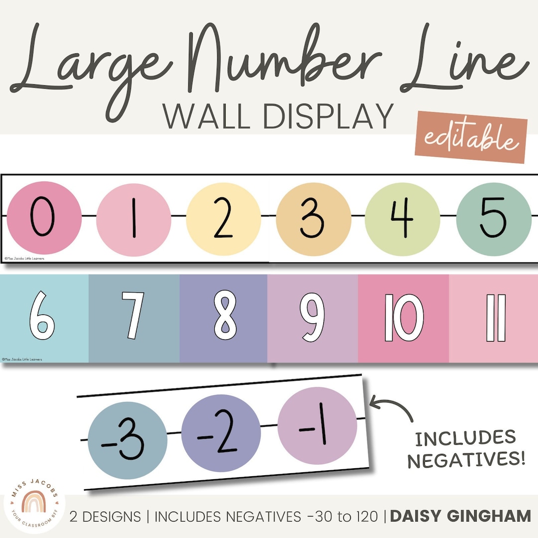 Large Classroom Number Line Display With Negatives Daisy - Etsy