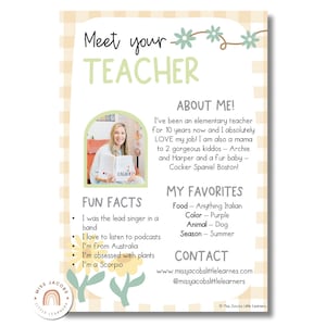 Meet the Teacher Templates | Daisy Gingham Pastels Classroom Decor ...