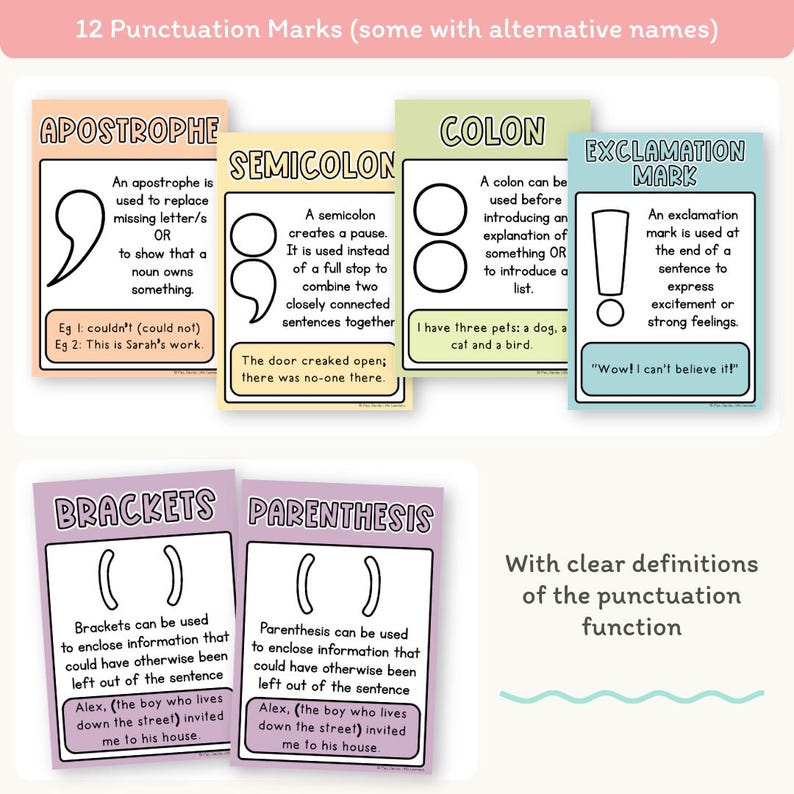 Punctuation Posters Dreamy Space Theme: Pastel Literacy Anchor Charts ...