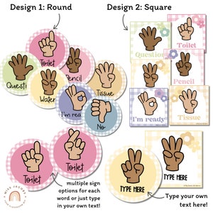 Hand Signals Daisy Gingham Pastels Classroom Decor Editable - Etsy