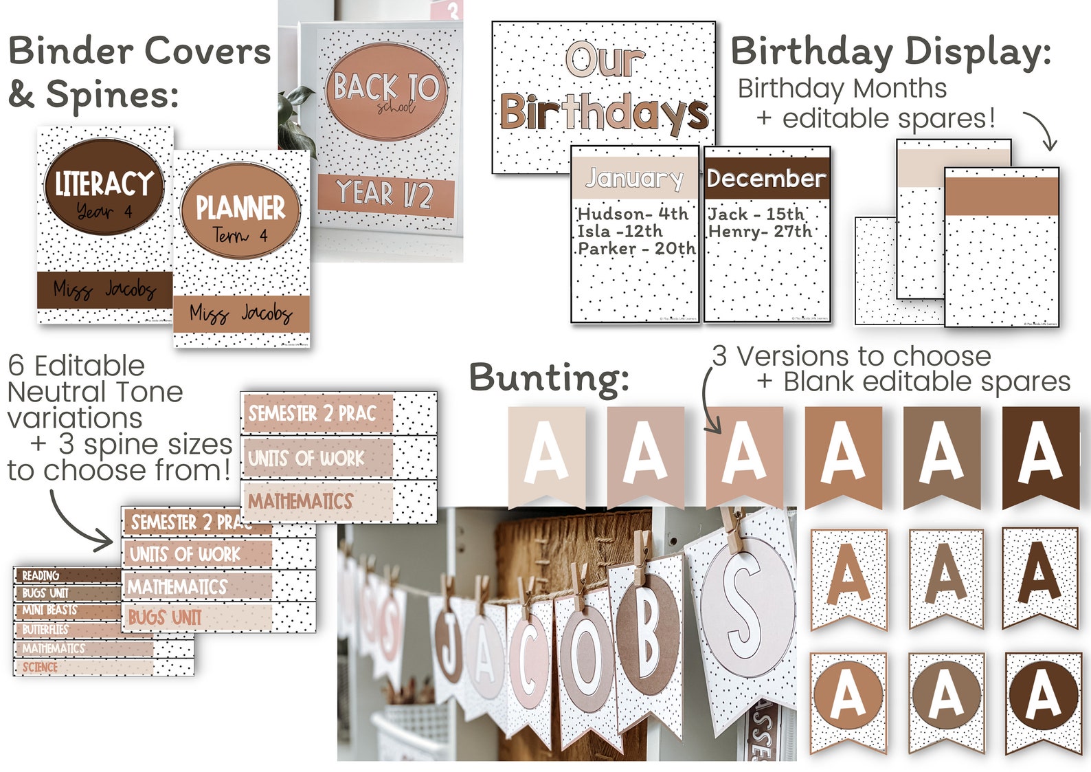 SPOTTY NEUTRALS Classroom Decor Bundle BW Neutrals Ombré - Etsy
