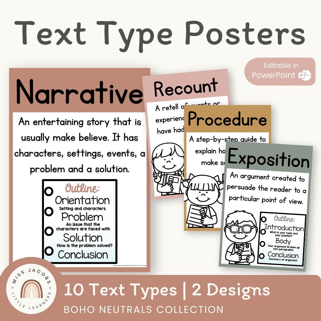 NEUTRAL Text Type Posters | Boho Color Palette | Neutral Classroom ...