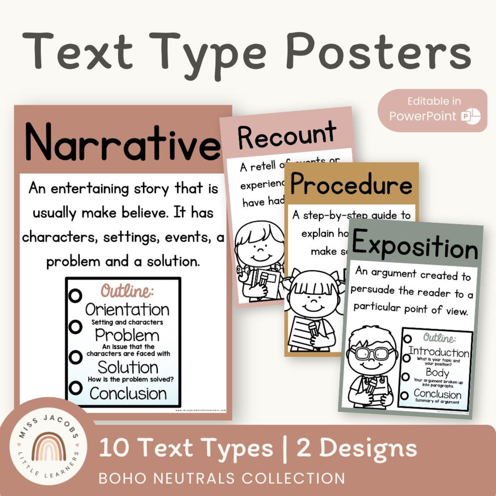 NEUTRAL Text Type Posters | Boho Color Palette | Neutral Classroom ...