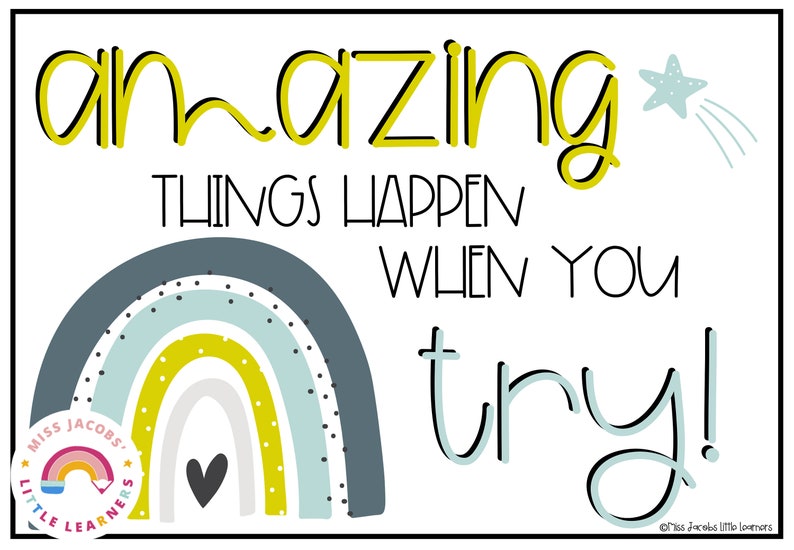 MODERN RAINBOW Inspirational Classroom Posters Calm Colors | Etsy