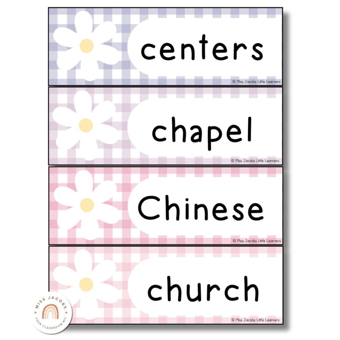 Classroom Visual Schedule, Daisy Gingham Pastels Daily Routine Chart ...