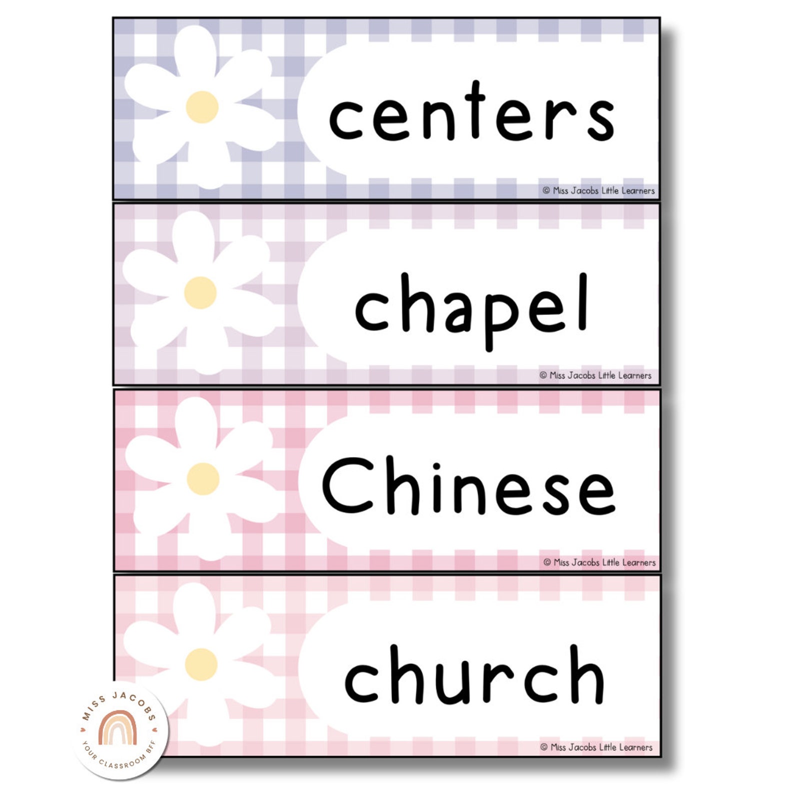 Classroom Visual Schedule, Daisy Gingham Pastels Daily Routine Chart ...
