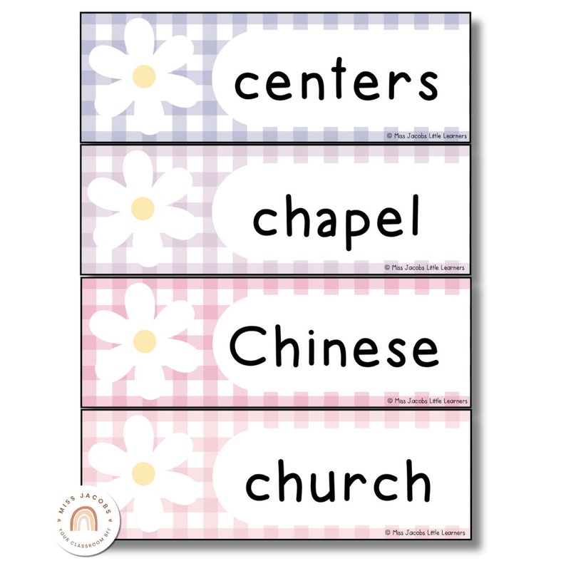 Classroom Visual Schedule, Daisy Gingham Pastels Daily Routine Chart ...