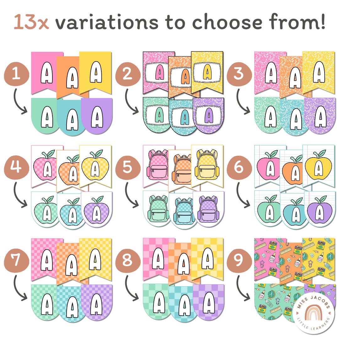 Cutesy Bunting & Banners, Editable Bulletin Board Letters Composition ...