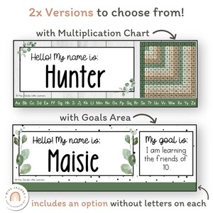 Student Desk Name Tags With Goals, Editable Farmhouse Desk Mats With ...